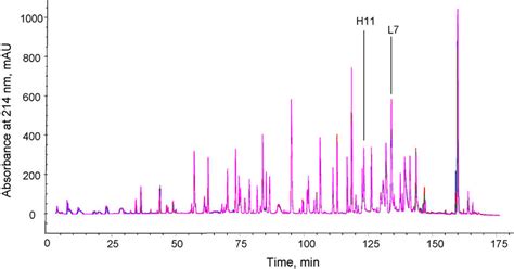 Comparison Of The Reversed Phase Chromatograms Of Tryptic Digests Of An