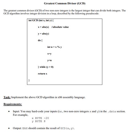 Solved Greatest Common Divisor Gcd The Greatest Common