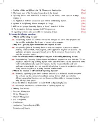 Operating Syestem Class Notes Doc
