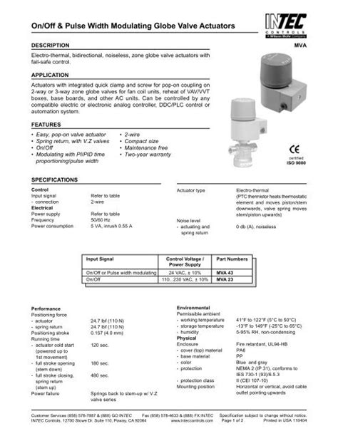 On Off Pulse Width Modulating Globe Valve INTEC Controls