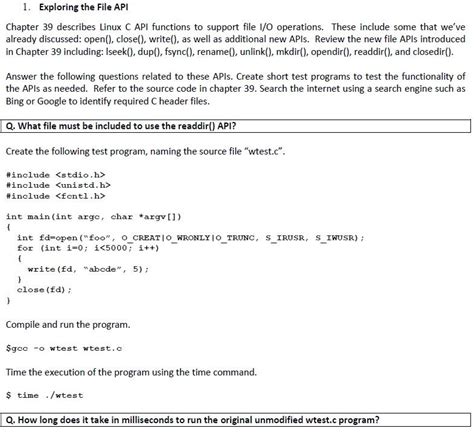 Solved 1 Exploring The File Api Chapter 39 Describes Linux
