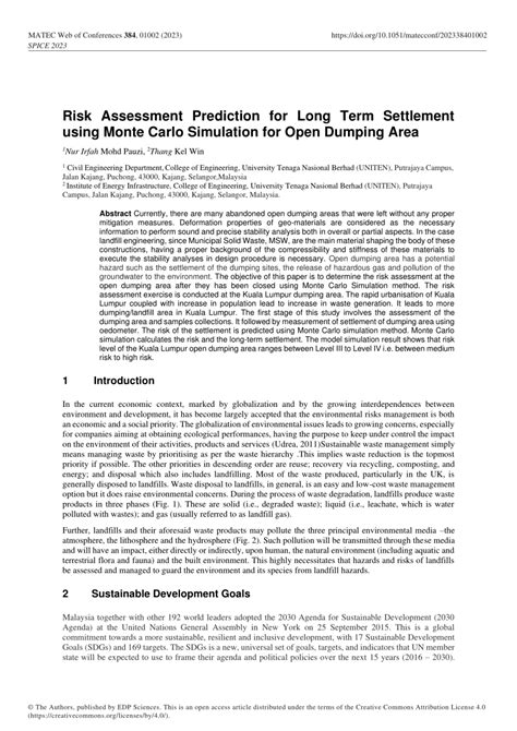 Pdf Risk Assessment Prediction For Long Term Settlement Using Monte
