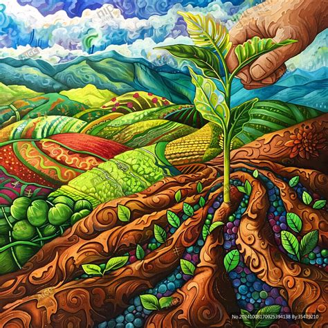 Ai创作图茶园插画茶包装插画 茶园插画 果场插画 农业装饰画 种植基地插画包装 山核桃果园插画 硒砂瓜插画 茶树绘画 插画桑葚园 水果插画生态