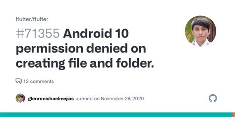 Android 10 Permission Denied On Creating File And Folder · Issue 71355 · Flutterflutter · Github
