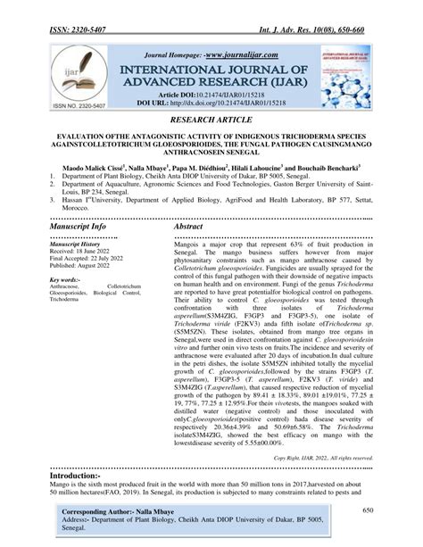 Pdf Evaluation Ofthe Antagonistic Activity Of Indigenous Trichoderma Species
