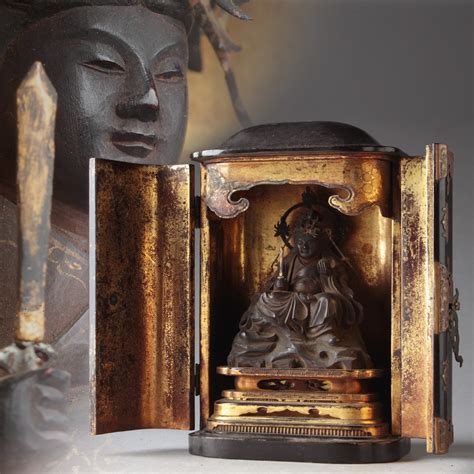 【やや傷や汚れあり】em336 時代 古仏 截金 木造弁財天坐像 仏全高16cm仏高10cm 黒内漆箔厨子入・厨子仏・木雕辯才天女像・仏像・佛像 仏教美術の落札情報詳細 Yahoo