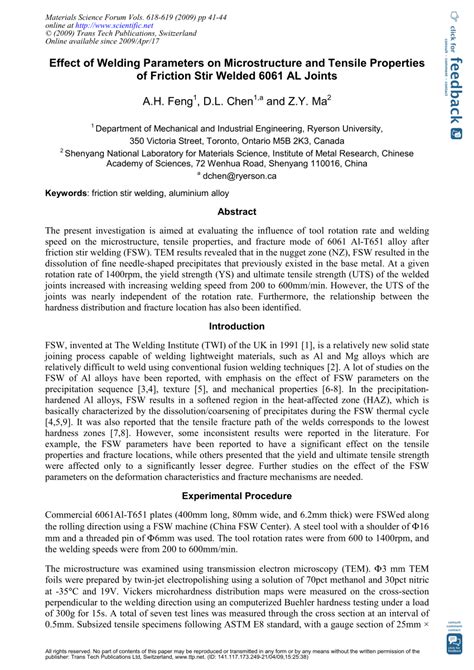 Pdf Effect Of Welding Parameters On Microstructure And Tensile Properties Of Friction Stir