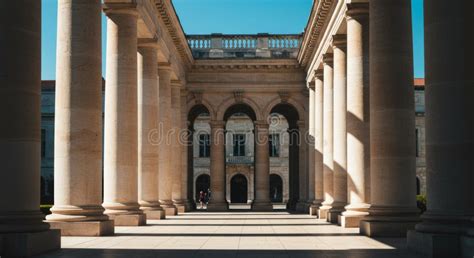 Classical Stone Columns And Arches Architectural Detail Stock