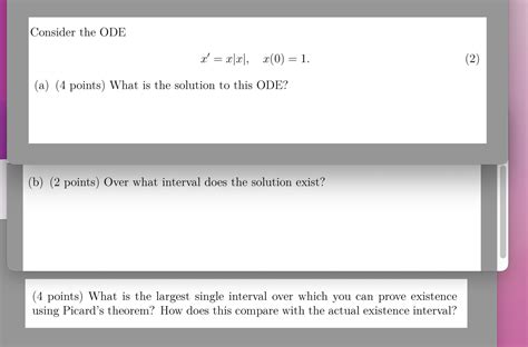 Solved Consider The Ode X X X X0 1 A 4