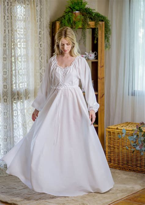 Victorian Nightgown Romantic Cotton Nightgown Victorian Cotton