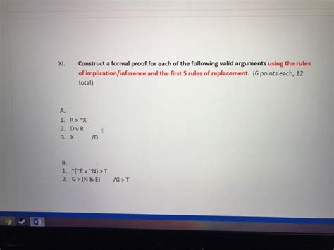 Solved XI Construct A Formal Proof For Each Of The Chegg Com