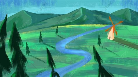 풍경 일러스트 손그림 질감 삽화 경치 손으로 그린 식물 일러스트 Pngtree 로열티 무료