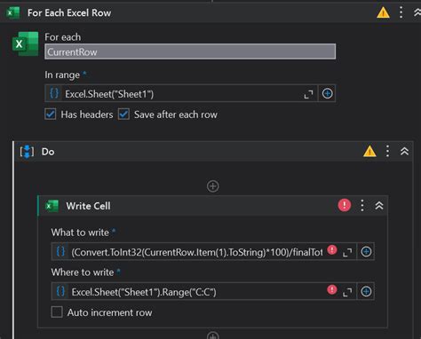 How To Set Properties Inside Write Cell Workbook Activity