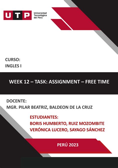 AC S12 Week 12 Task Assignment Free Time CURSO INGLES I WEEK 12 TASK ASSIGNMENT