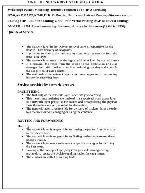 Unit 3 Network Layer And Routing Pdf Internet Protocols Network Congestion