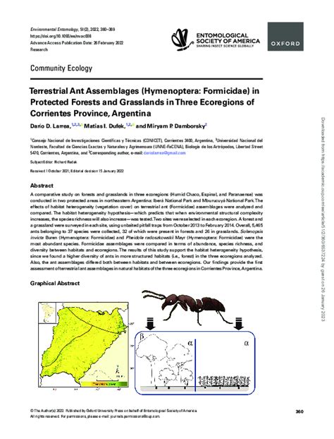 Pdf Terrestrial Ant Assemblages Hymenoptera Formicidae In Protected Forests And Grasslands