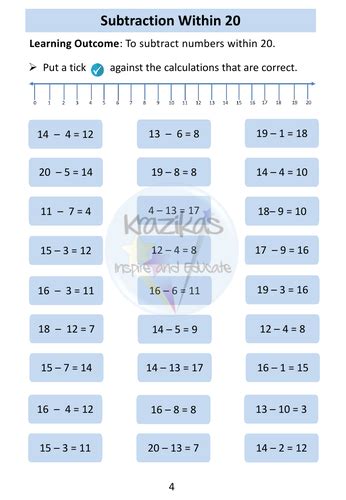 Aqa Entry Level 1 Maths Subtraction Within 20 Teaching Resources