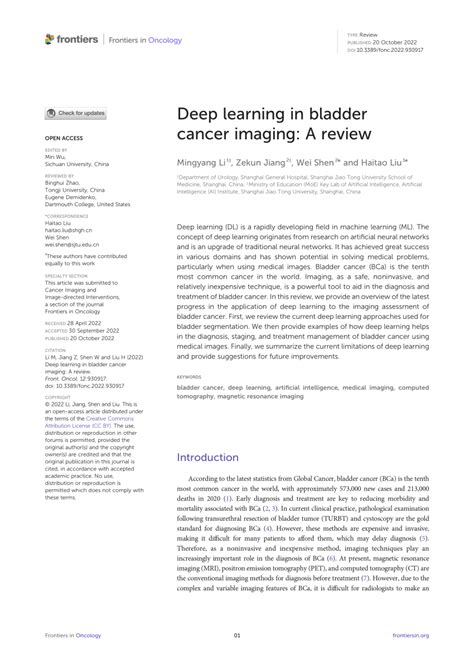 Pdf Deep Learning In Bladder Cancer Imaging A Review