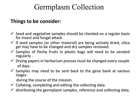 Plant Exploration Germplasm Collection Conservation And Utilization Pptx