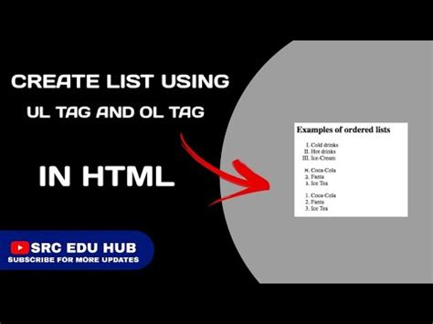 Create List Using UL Tag And OL Tag In HTML Program YouTube