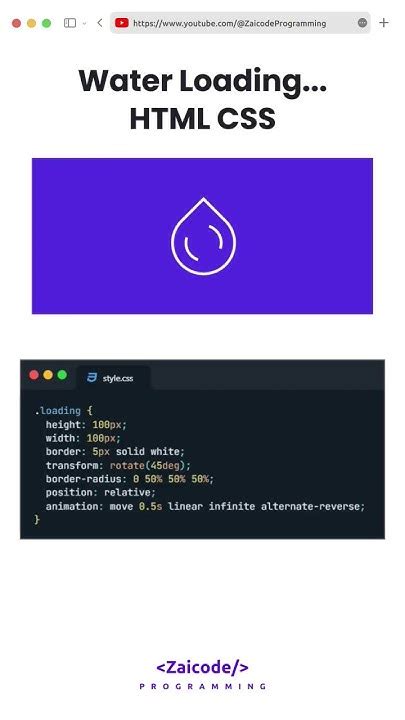 Loading Htmlcss Water Html Css Zaicode Helloworld Code