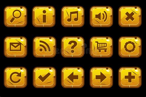 Shadowy Forest Gui Set Items Buttons And Icon Stock Vector Illustration Of Shiny Interface