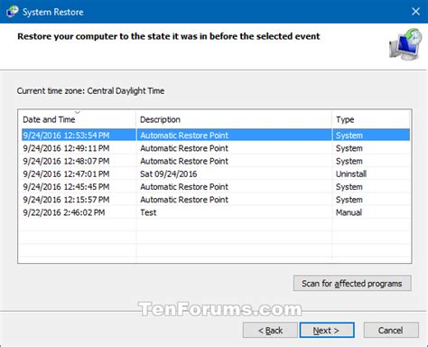 Automatically Create System Restore Point On Schedule In Windows 10 Tutorials
