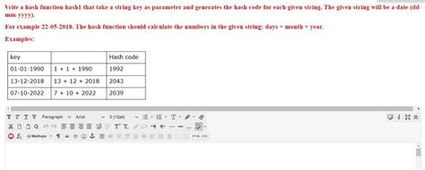 Solved Vrite A Hash Function Hash1 That Take A String Key As