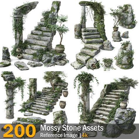 Mossy Stone Assets Reference Images 4k On Artstation At