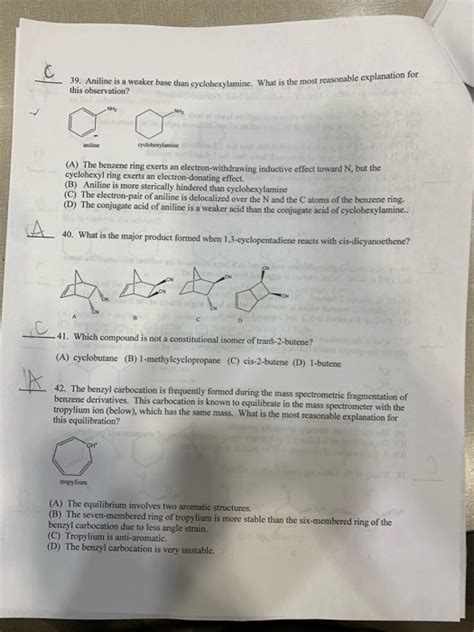 Solved 39 Aniline Is A Weaker Base Than Cyclohexylamine