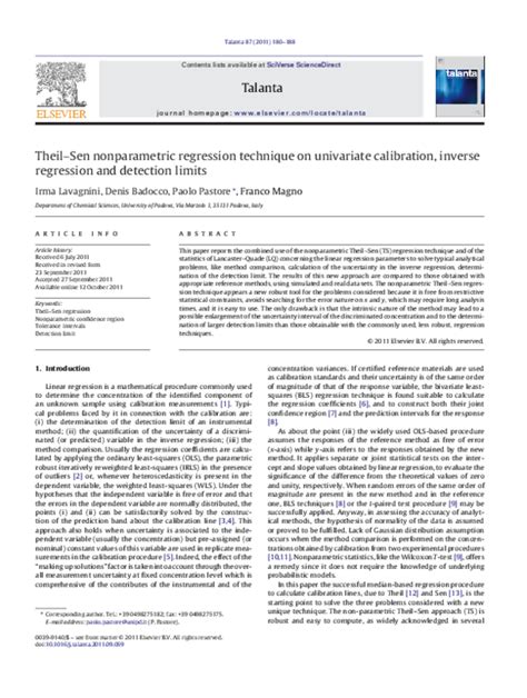 pdf theil sen nonparametric regression technique on univariate