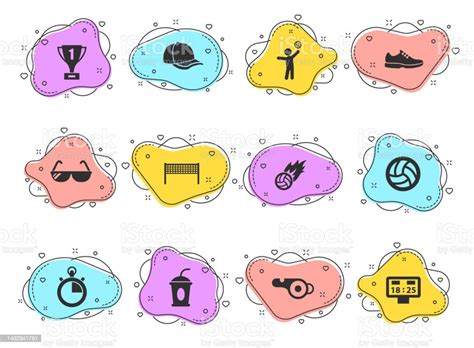 배구 글리프 벡터 아이콘은 흰색 배경에 고립 된 컬러 버블 모양에 있습니다 배구 아이콘 웹 디자인 모바일 앱 및 Ui 디자인을위한 설정 단일 이미지에 대한 스톡 벡터 아트