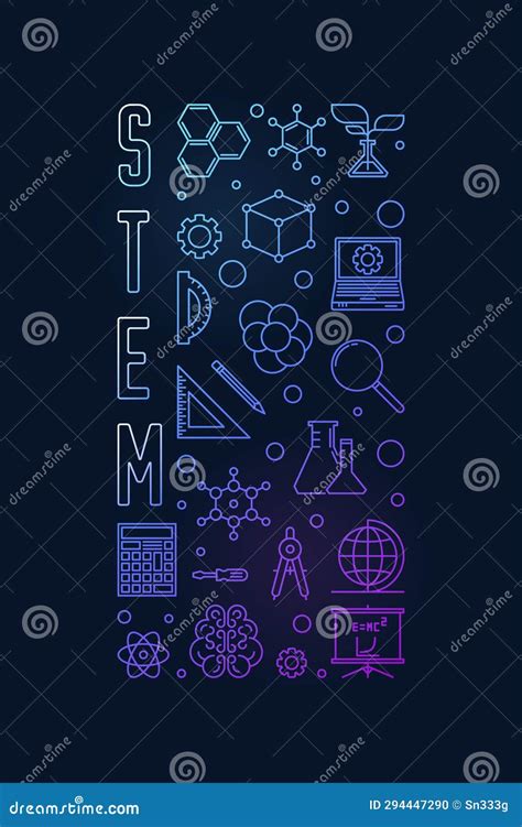 Stem Science Technology Engineering And Mathematics Vector Concept Thin Line Vertical