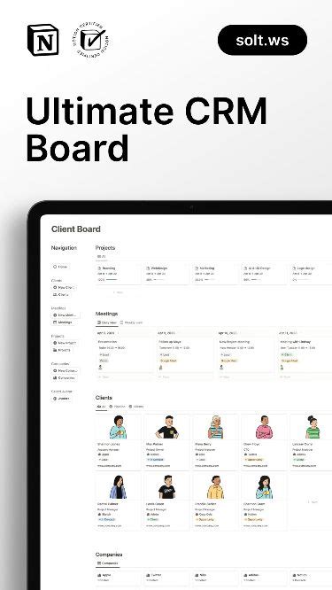 CRM Board Notion Template Crm Project Management Templates Notions