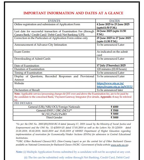NTA NTET Examination 2025 Application Form Notification Syllabus Fees Eligibility Criteria