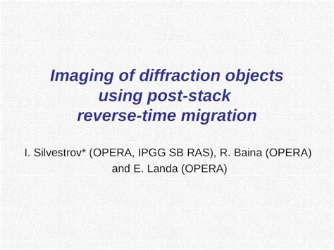 ppt imaging of diffraction objects using post stack reverse time