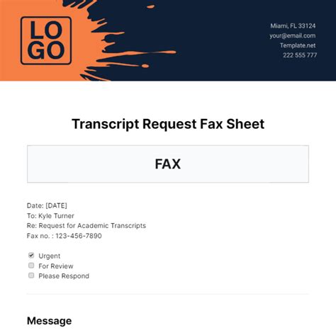 Free Transcript Request Fax Sheet Template To Edit Online