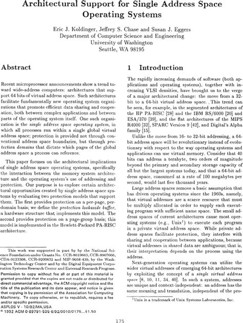 Architecture Support For Single Address Space Operating Systems Acm Sigplan Notices