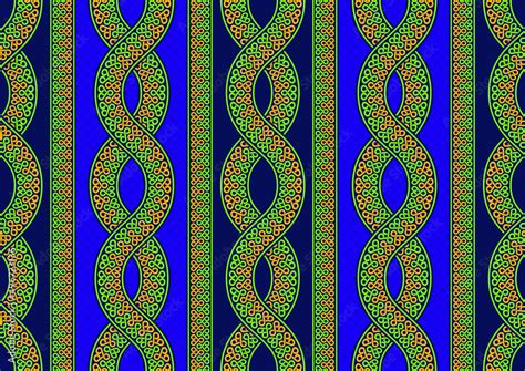 African Textile Art Curvy Zig Zag And Circle Point Seamless Pattern Textile Art Fashion
