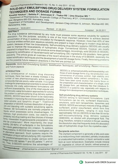 Pdf Solid Self Emulsifying Drug Delivery Systemformulation Techniques And Dosage Forms