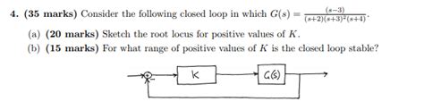 Solved Marks Consider The Following Closed Loop In Chegg