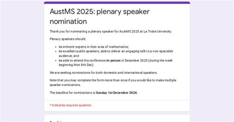 Australian Mathematical Society On Linkedin Austms 2025 Plenary Speaker Nomination