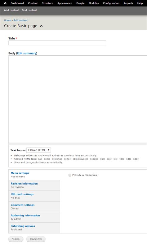 Add Page Content And Menu In Drupal 7 Codexworld