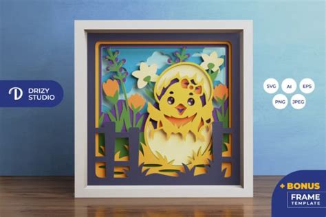 Chick Hatching 3d Shadow Box · Creative Fabrica