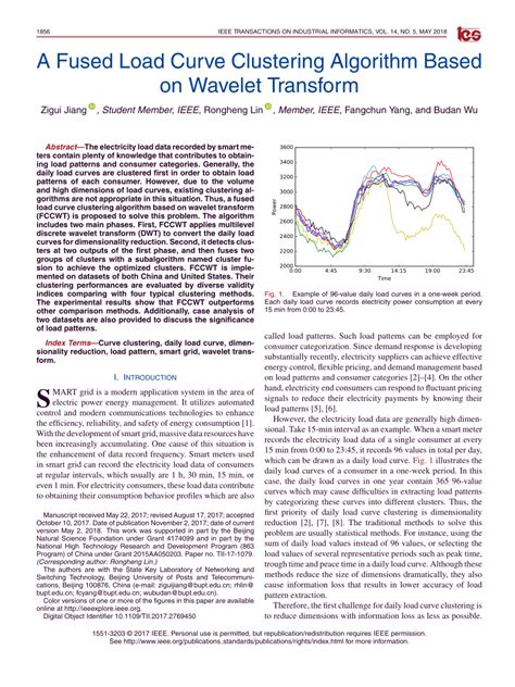 pdf a fused load curve clustering algorithm based on wavelet transform