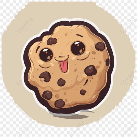 Funny Cookie Sticker With Cute Faces And Tongues Clipart Vector Cute