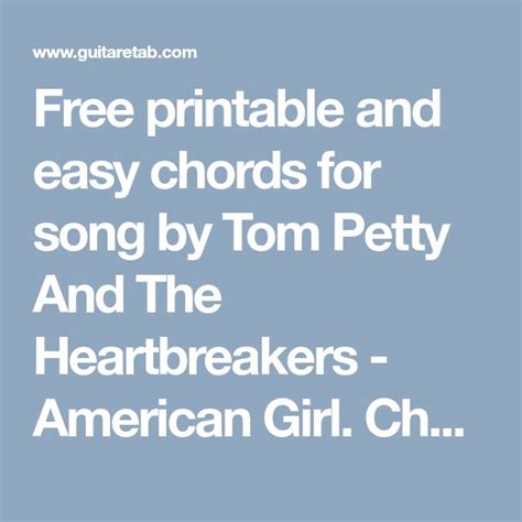 Free Printable And Easy Chords For Song By Tom Petty And The