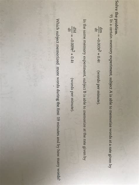 Solved Solve The Problem In A Certain Memory Experiment Chegg Com