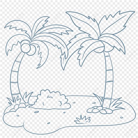 여름에 코코넛 일러스트 나무의 간단한 스트로크해변만화 Png 일러스트 무료 다운로드 Lovepik
