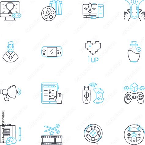 Sound Posting Linear Icons Set Acoustic Audio Beat Boom Clang Echo Frequency Line Vector
